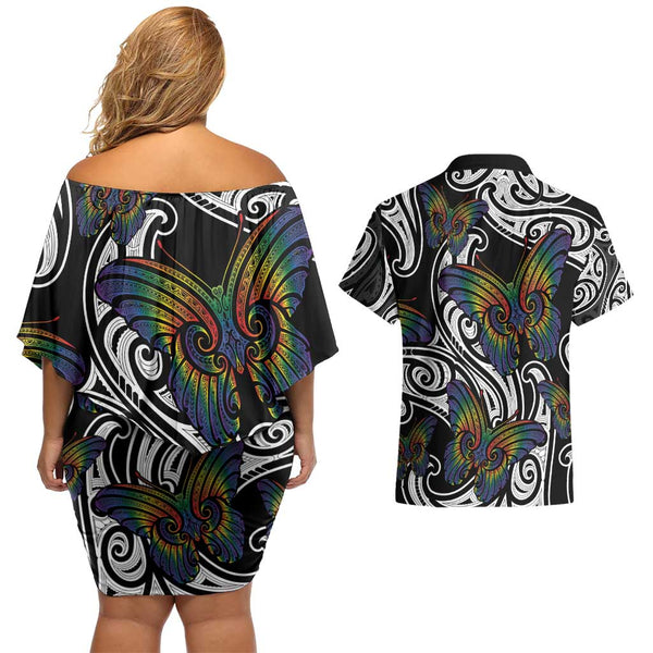 Aotearoa Takatapui Pride Couples Matching Off Shoulder Short Dress and ...