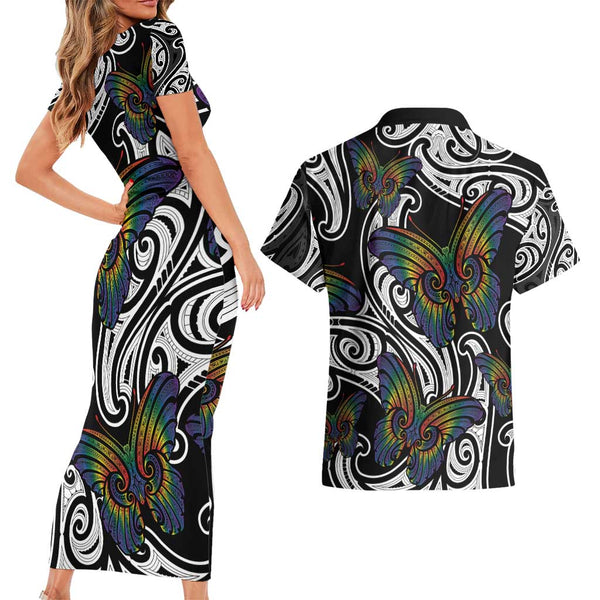 Aotearoa Takatapui Pride Couples Matching Short Sleeve Bodycon Dress ...