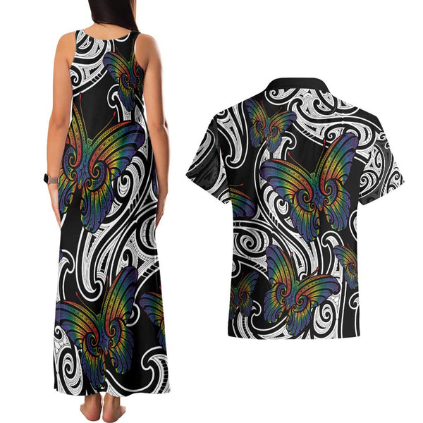 Aotearoa Takatapui Pride Couples Matching Tank Maxi Dress and Hawaiian ...