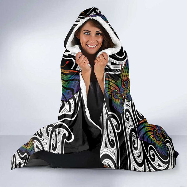 Aotearoa Takatapui Pride Hooded Blanket Rainbow Butterfly - Free To ...