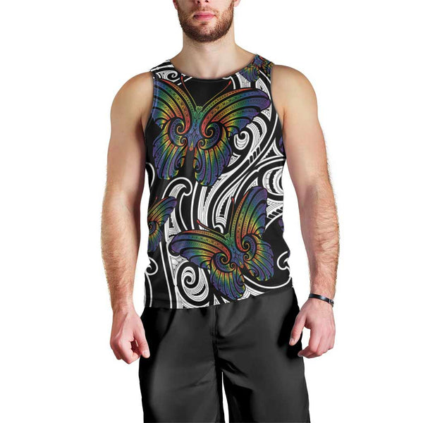Aotearoa Takatapui Pride Men Tank Top Rainbow Butterfly - Free To Love LT7