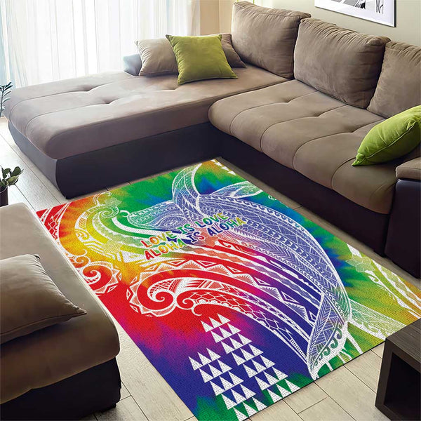Aloha Pride Rainbow Tie Dye Area Rug Humpback Whale - Love is Love LT7