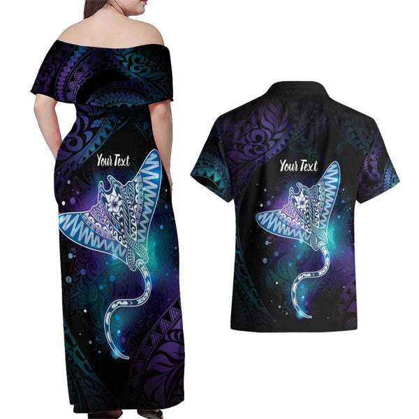 Polynesian Tala Manta Ray Couples Matching Off Shoulder Maxi Dress and ...