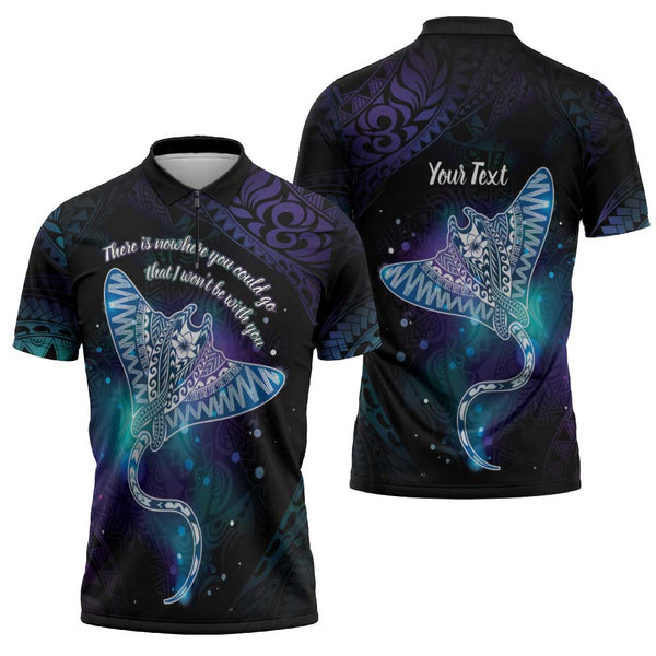 Polynesian Tala Manta Ray Zipper Polo Shirt Nowhere You Could Go That I ...