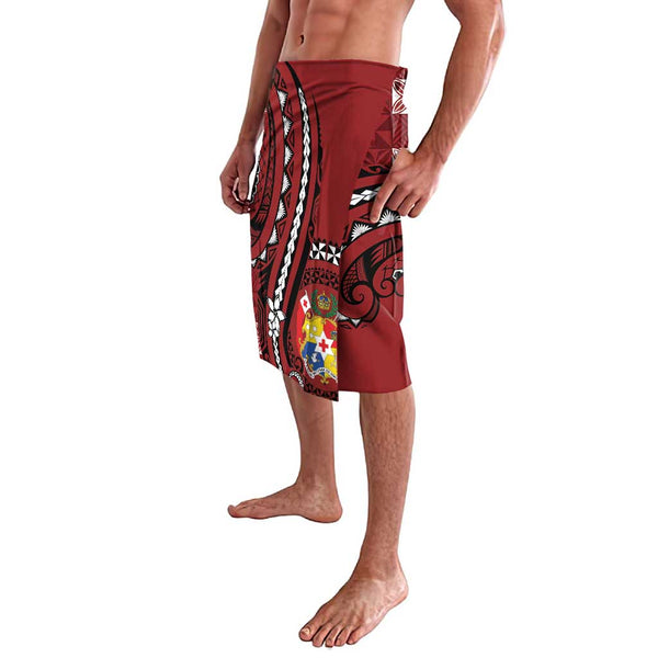 Personalized Tonga Ngatu Lavalava Iconic Red Manulua Motifs LT7