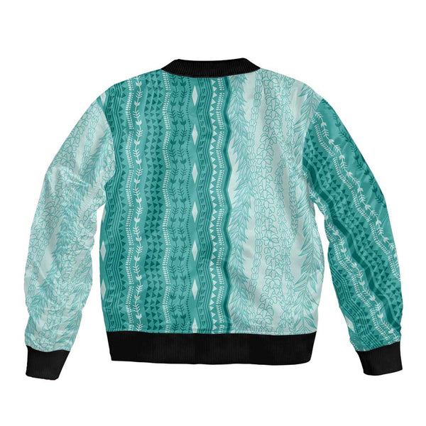 Vintage Teal Hawaiian Traditional Kapa Mix Flowers Lei Sleeve Zip ...