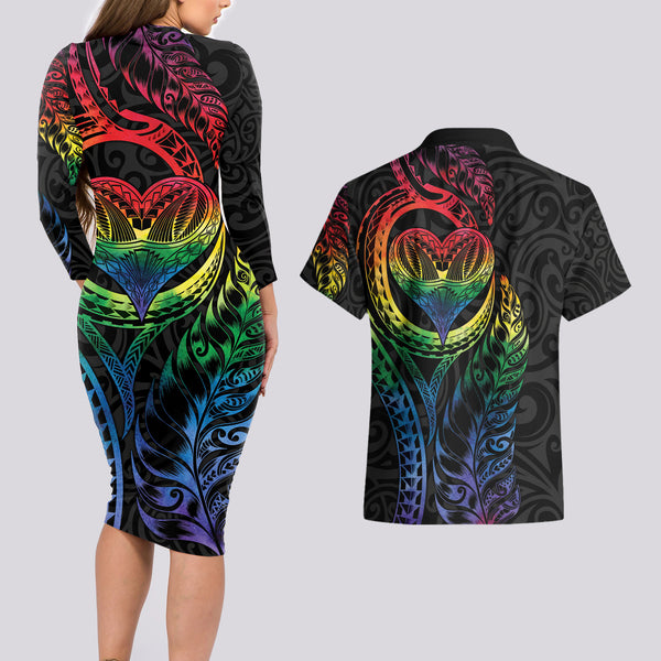 New Zealand Pride Couples Matching Long Sleeve Bodycon Dress and ...