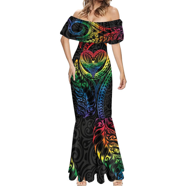 New Zealand Pride Mermaid Dress Takatapui Rainbow Fern LT7