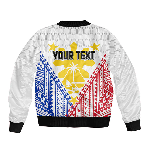 Personalised Philippines Mix Guam Sleeve Zip Bomber Jacket Filipino ...