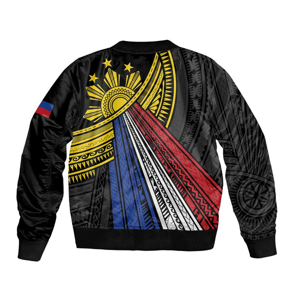 Philippines Sun Sleeve Zip Bomber Jacket Pasifika Tribal Style LT7