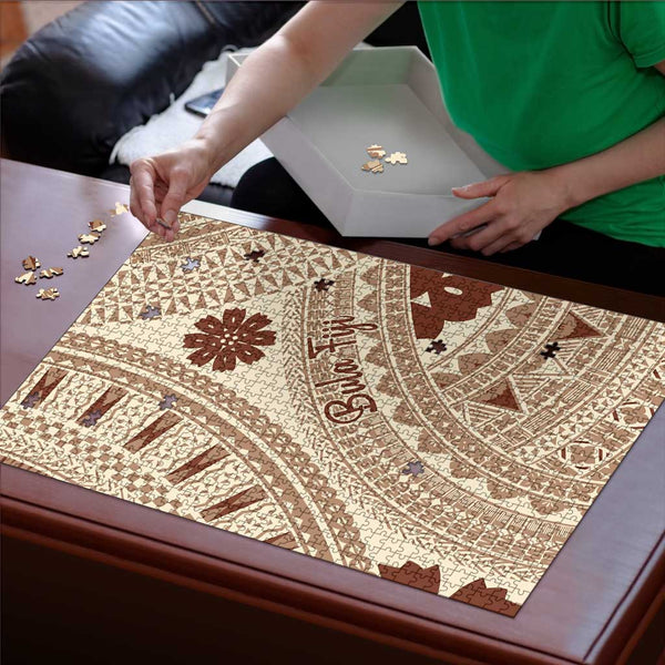 Bula Fiji Classic Masi Tapa Puzzle Vintage Beige LT7