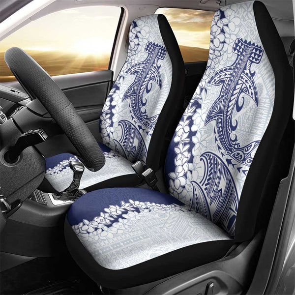 Polynesian Navy Blue Plumeria Lei Car Seat Cover with Hammerhead Shark LT7