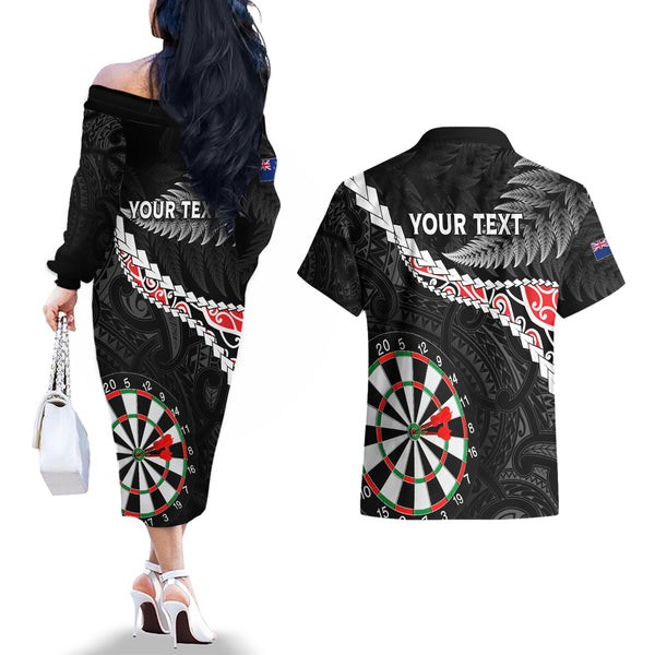 Personalised New Zealand Darts Couples Matching Off The Shoulder Long ...