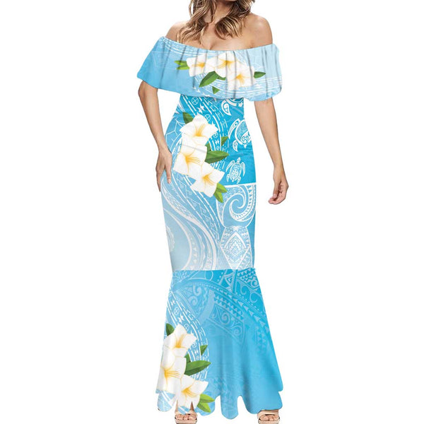 Personalized Guam Chamorro Mermaid Dress Turtles and Guasali Flowers LT7