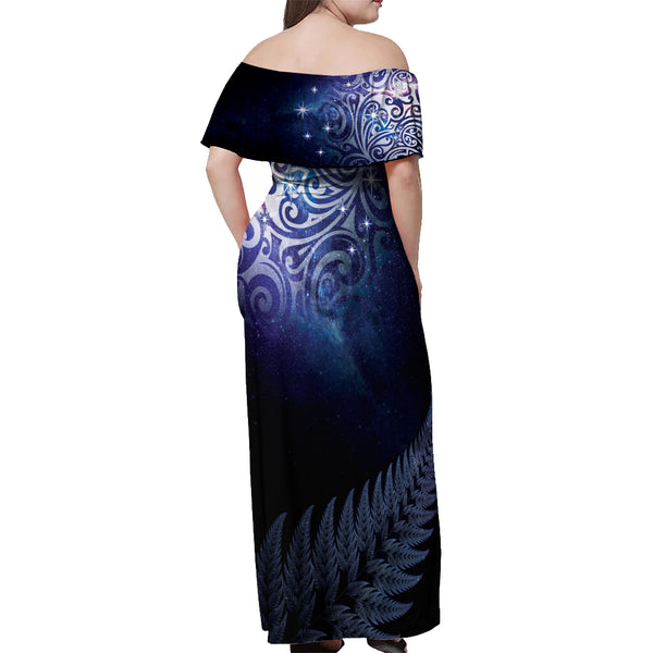 New Zealand Aotearoa Matariki Off Shoulder Maxi Dress Starry Silver ...