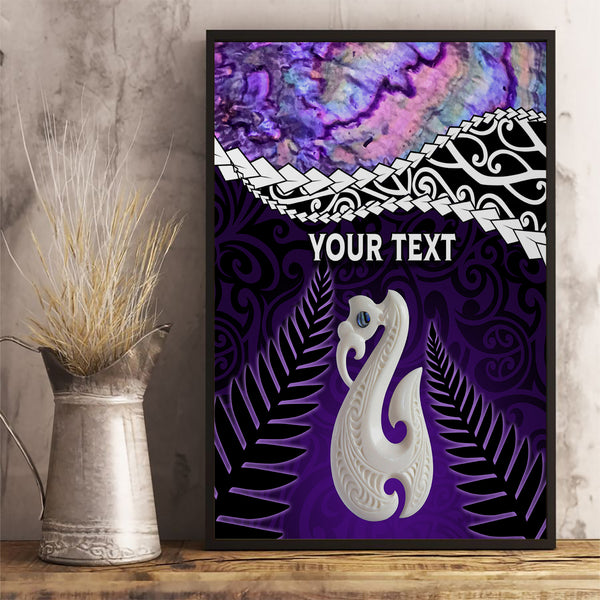 Personalised New Zealand Maori Canvas Wall Art Manaia Paua Shell Purple LT7