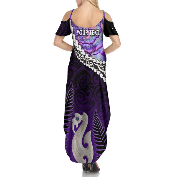 Personalised New Zealand Maori Summer Maxi Dress Manaia Paua Shell ...