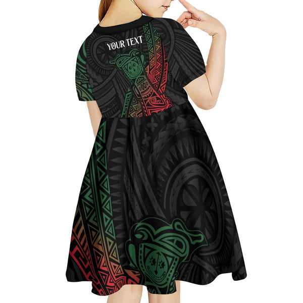 Personalized Papua New Guinea Kid Short Sleeve Dress Kundu Drum Motifs ...