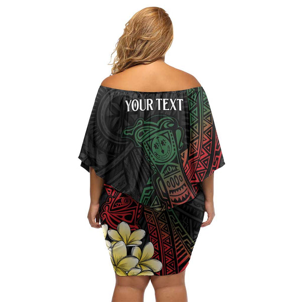Personalized Papua New Guinea Off Shoulder Short Dress Kundu Drum ...