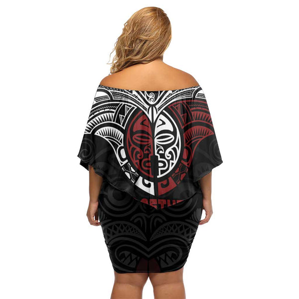 Maori Hongi Toitu Te Tiriti Off Shoulder Short Dress Tangata Tiriti ...