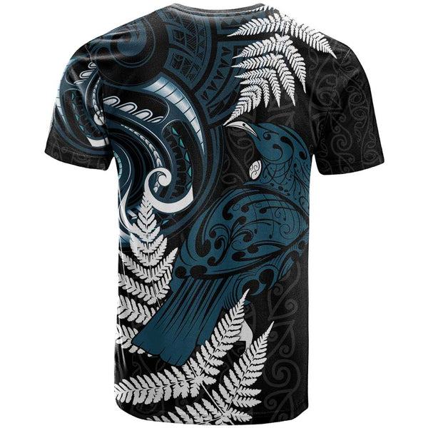 New Zealand Tui Bird T Shirt Maori Kowhaiwhai LT7