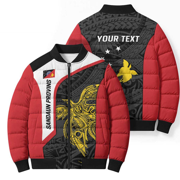 Personalised PNG Sandaun Province Bomber Puffer Jacket Bird of Paradise ...