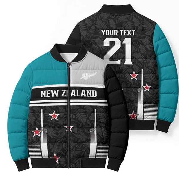 Custom NZ Cricket Pride Bomber Puffer Jacket Silver Fern Fan Supporter ...