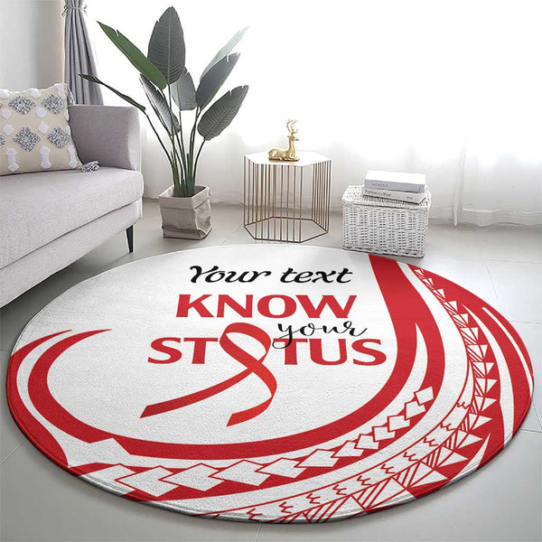 Know Your Status Red Ribbon Personalised Round Carpet Polynesian AIDS ...