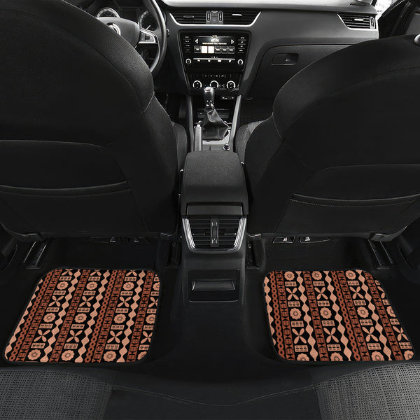 Fiji Tagimoucia Flower With Tapa Tribal Car Mats Brown Color LT9