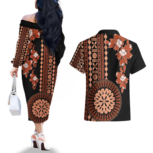 Fiji Tagimoucia Flower With Tapa Tribal Couples Matching Off The ...
