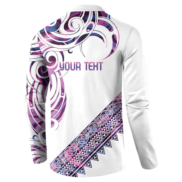 Mawhero Paua shell Kowhaiwhai Taniko Personalised Button Sweatshirt ...