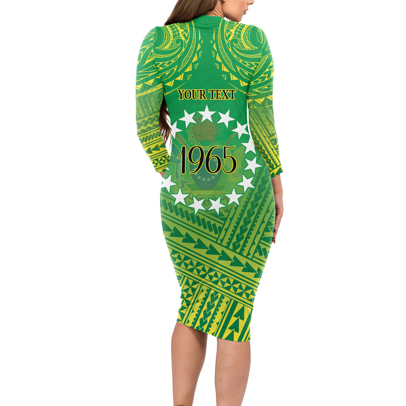 Cook Islands Constitution Day Long Sleeve Bodycon Dress Kuki Airani ...