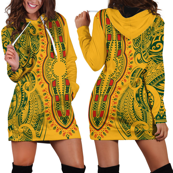Africa Dashiki Hoodie Dress African Tribal Art Mixed Polynesian Tattoo ...