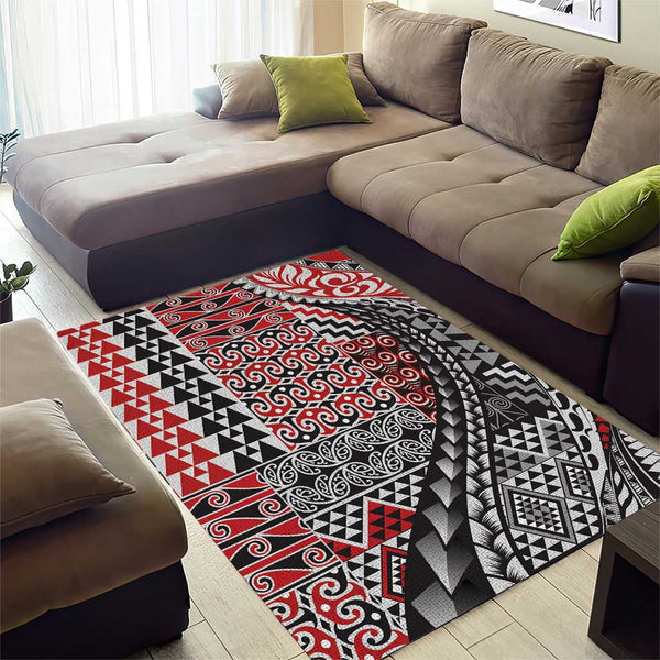 Aotearoa Maori Tribal Tattoo Area Rug Kowhaiwhai Taniko Patchwork ...
