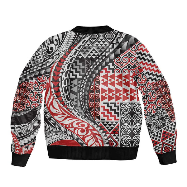 Aotearoa Maori Tribal Tattoo Bomber Jacket Kowhaiwhai Taniko Patchwork ...