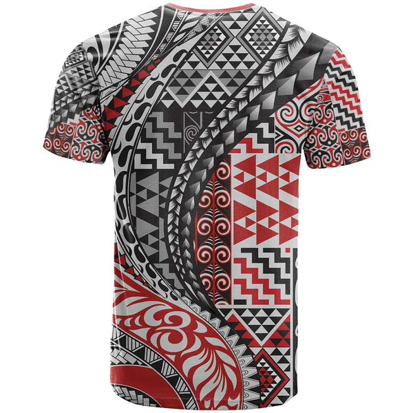 Aotearoa Maori Tribal Tattoo T Shirt Kowhaiwhai Taniko Patchwork Motifs LT9