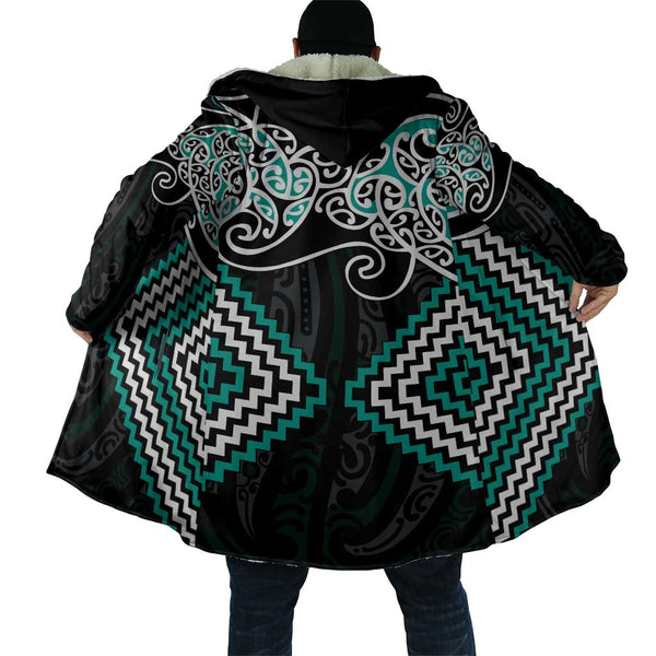 Turquoise Aotearoa Tukutuku Manawa Tapu Cloak Ta Moko Toi Maori LT9