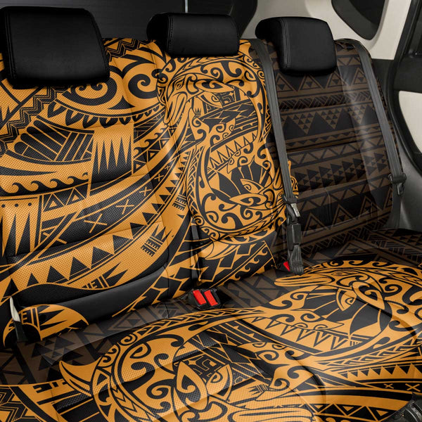 Gold Couple Dolphins Maori Polynesian Style Back Car Seat Cover LT9
