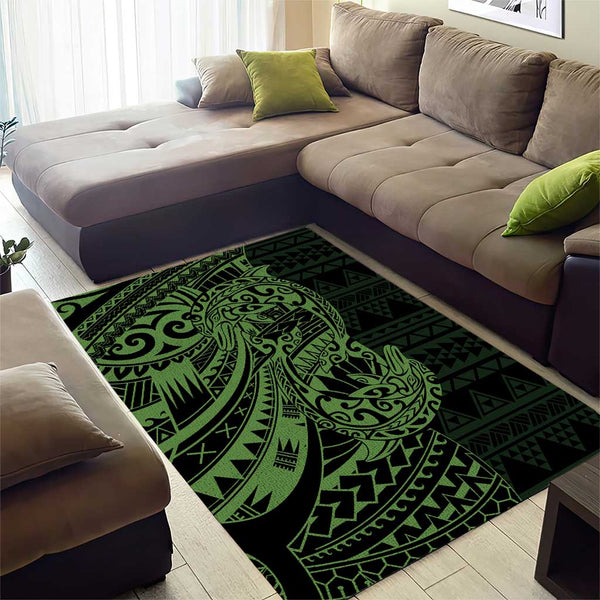 Green Couple Dolphins Maori Polynesian Style Area Rug LT9