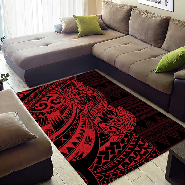 Red Couple Dolphins Maori Polynesian Style Area Rug LT9