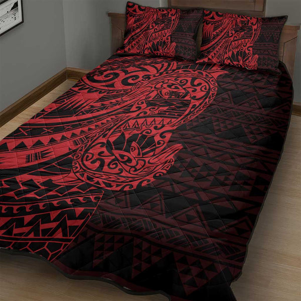Red Couple Dolphins Maori Polynesian Style Quilt Bed Set LT9