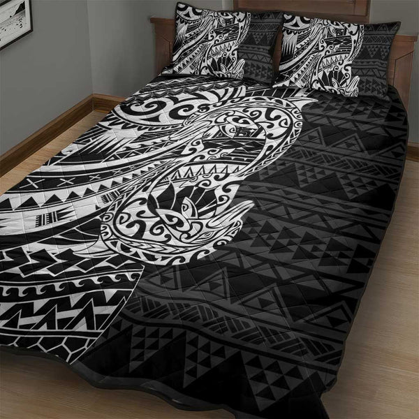 White Couple Dolphins Maori Polynesian Style Quilt Bed Set LT9