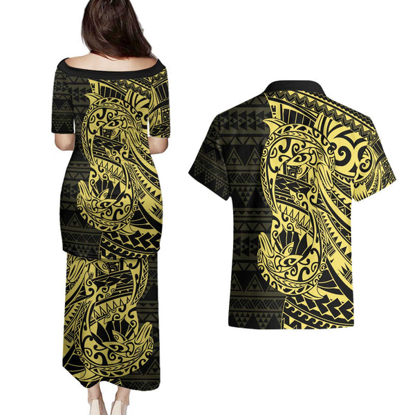 Yellow Couple Dolphins Maori Polynesian Style Couples Matching Puletasi ...