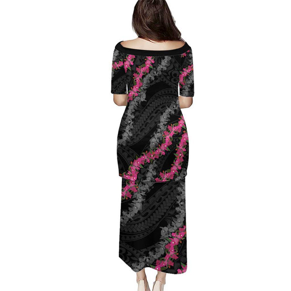 Guam Bougainvillea Lei Puletasi Chamorro Tribal Pattern LT9