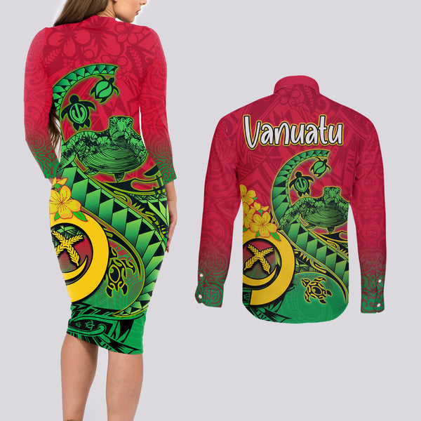 Vanuatu Islands Couples Matching Long Sleeve Bodycon Dress and Long ...