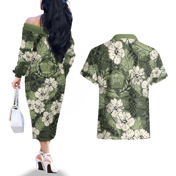 Tongan Kupesi Ngatu Hibiscus Vintage Motif Couples Matching Off The ...