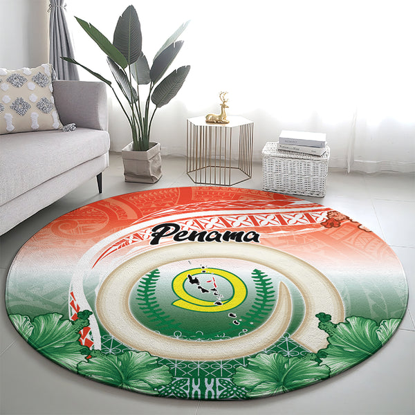 Penama Vanuatu Round Carpet Hibiscus Sand Drawing with Pacific Pattern LT9