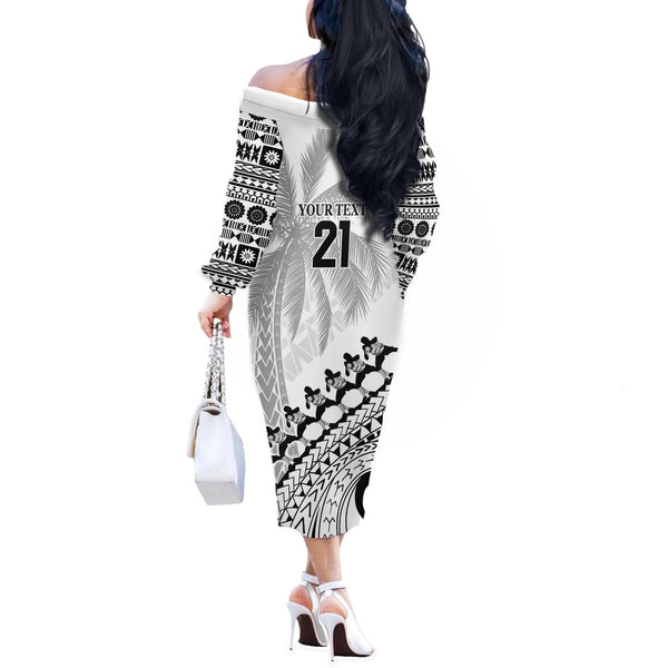 Custom Fiji Rugby Cibi Dance Off The Shoulder Long Sleeve Dress Create ...