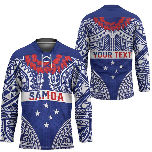 Personalised Toa Samoa Rugby Spirit Hockey Jersey Blue Samoan Tribal ...