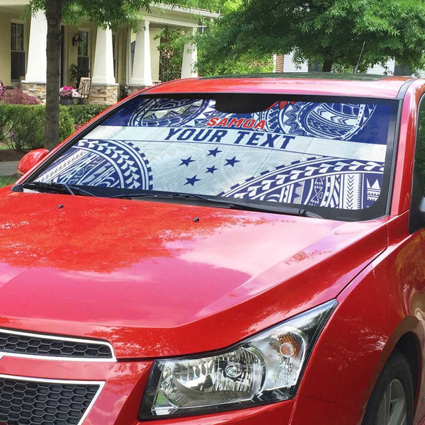 Personalised Toa Samoa Rugby Spirit Auto Sun Shade White Samoan Tribal ...